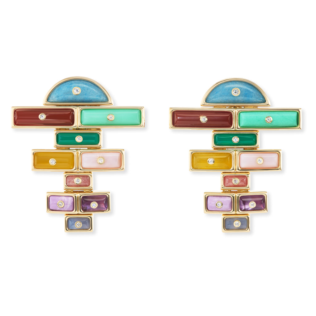 Medium Carved Stone Hopscotch Earrings – Brent Neale