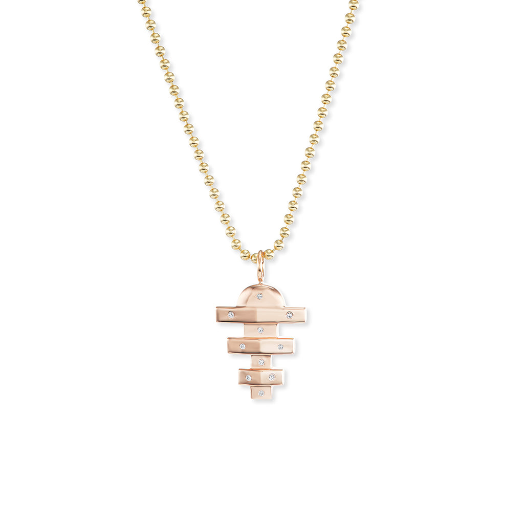 Small Rose Gold Hopscotch Pendant with Diamond Rounds – Brent Neale