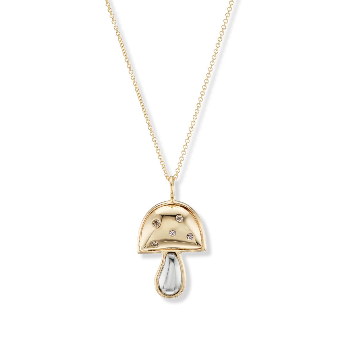 Small Two-Tone Gold Magic Mushroom Pendant with Champagne Diamonds ... Small Two-Tone Gold Magic Mushroom Pendant with Champagne Diamonds ...