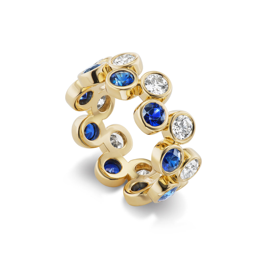 Pillow Band with Blue Sapphire and Diamond Rounds – Brent Neale