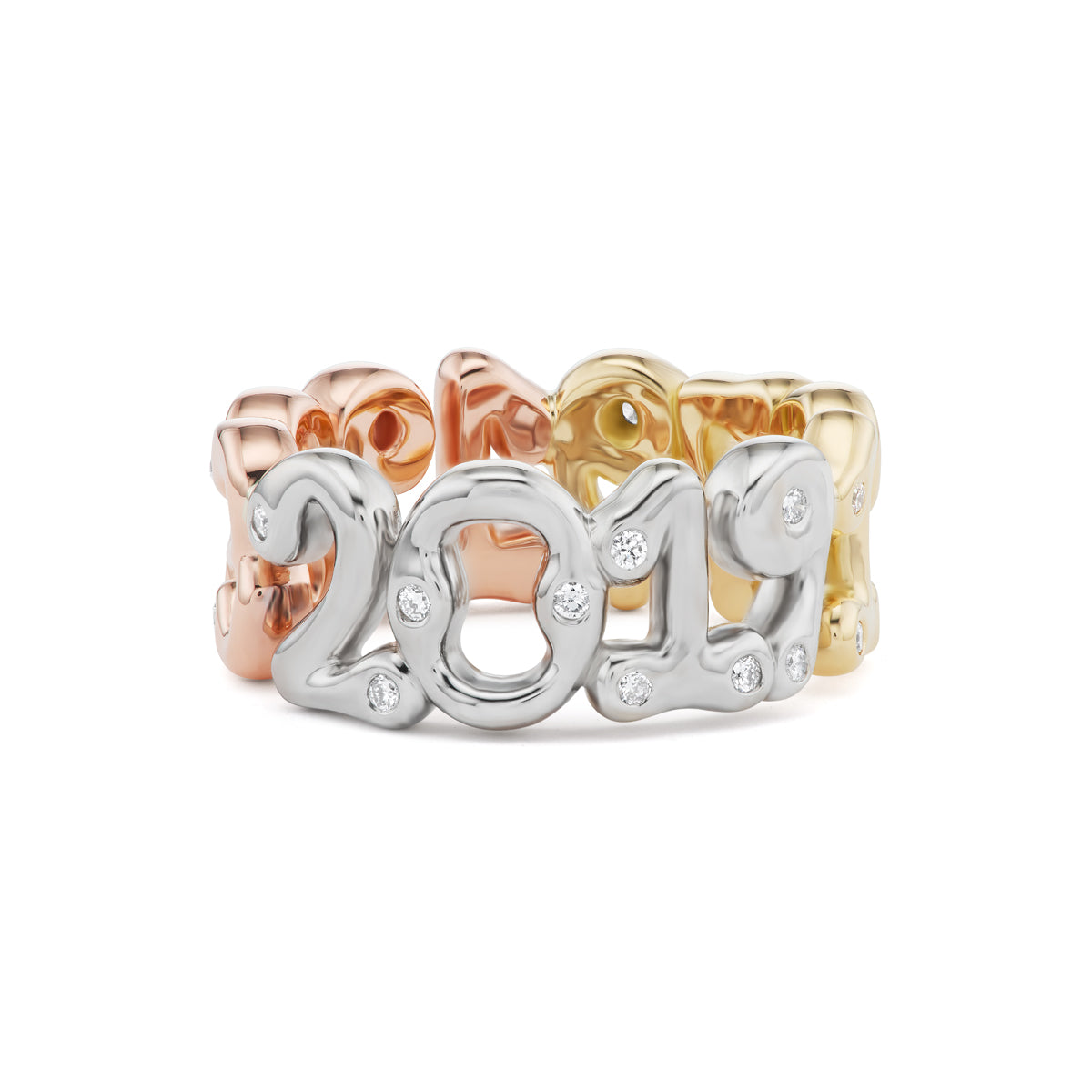 Custom Tri-Tone Bubble Letter Ring – Brent Neale