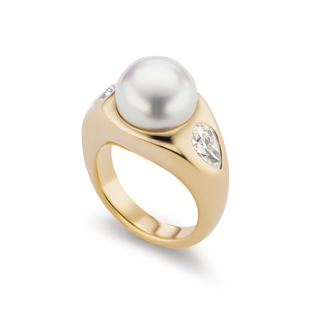 One-of-a-Kind BNS Ring with Pearl & Diamond – Brent Neale