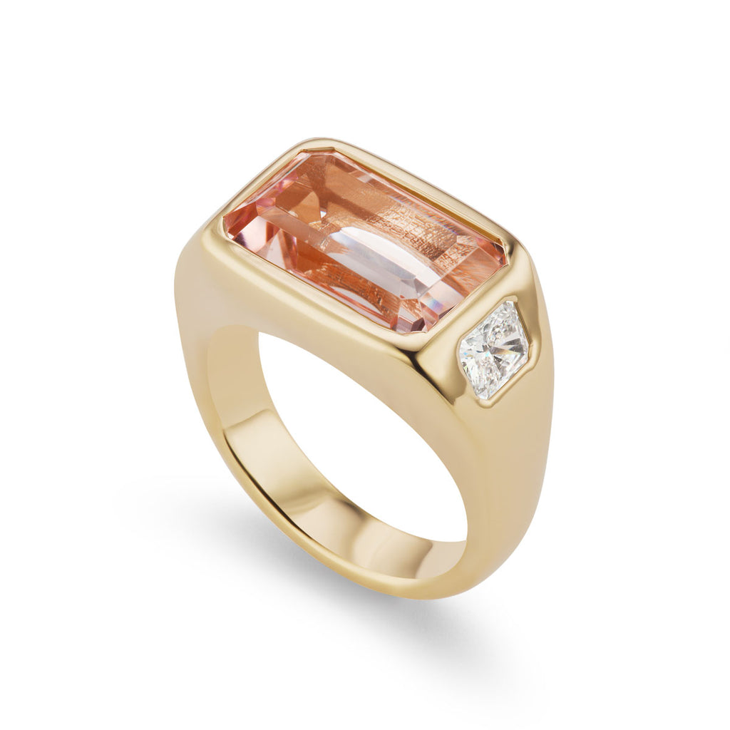 One-of-a-Kind BNS Ring with Morganite and Diamond Sides – Brent Neale