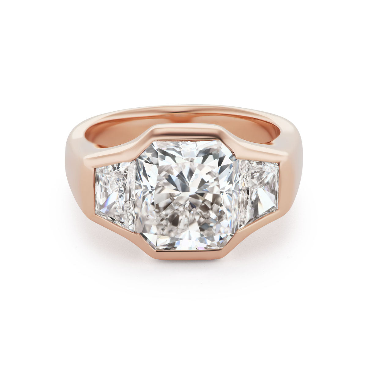 One-of-a-Kind Rose Gold BNS Ring with Radiant Cut Diamond and Trapezoi – Brent Neale